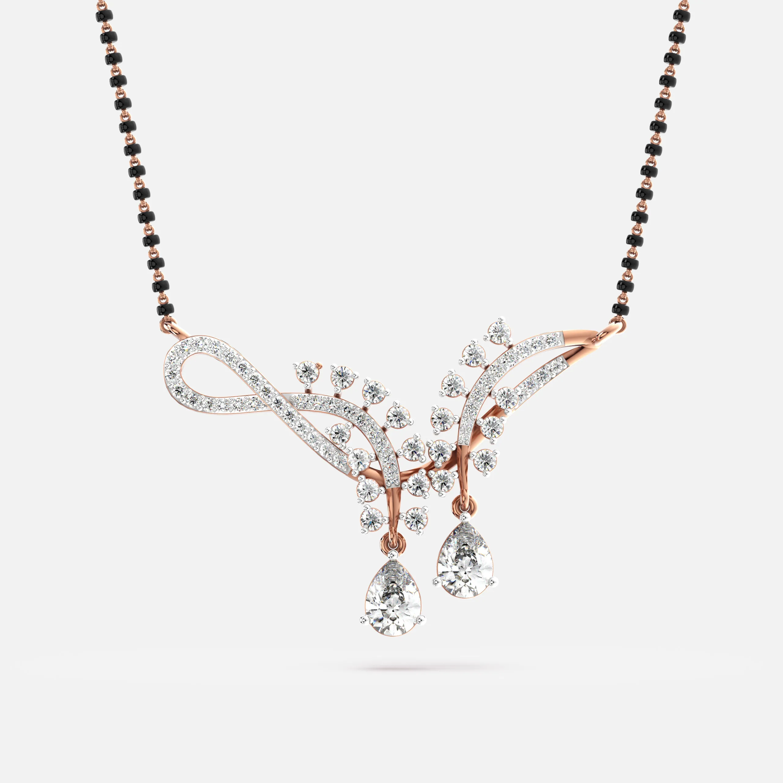 Twilight Symphony Mangalsutra – Dual Drop Diamond Design